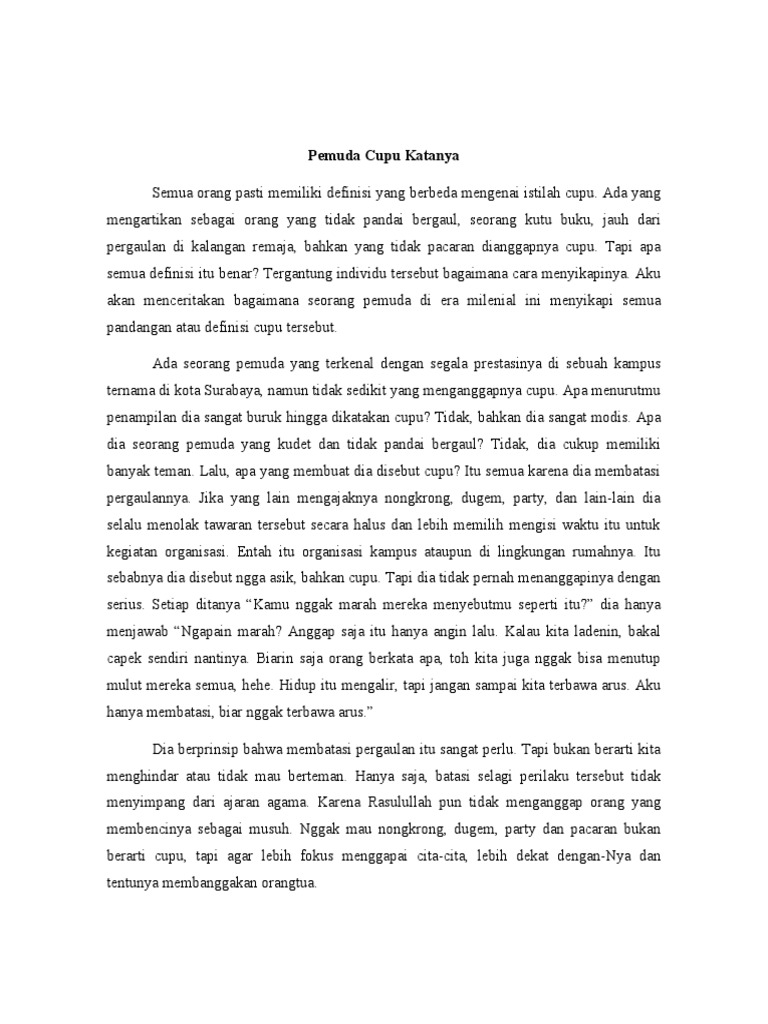 Pemuda Cupu dan Makna Pergaulan | PDF | Kesehatan Holistik | Gaya Hidup