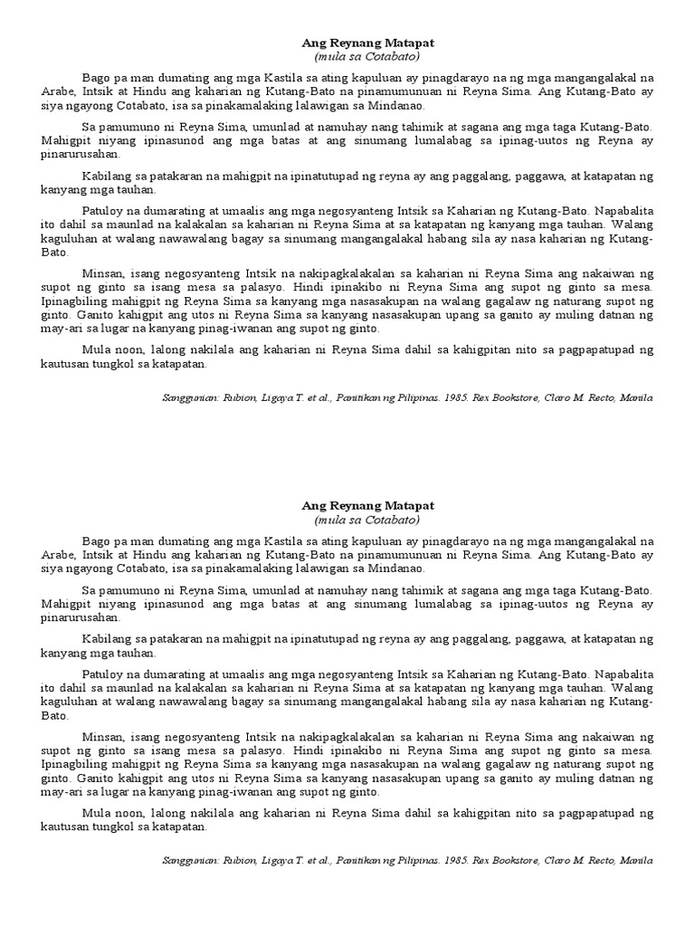 Ang Reynang Matapat | PDF