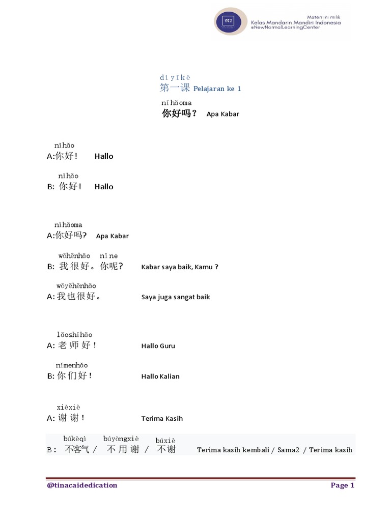 Modul Bahasa Mandarin Hasil Translate Pdf