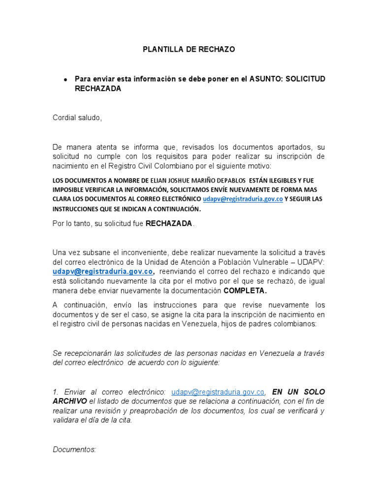 Plantilla de Rechazo | PDF | Business Plantilla de Rechazo | PDF | Business