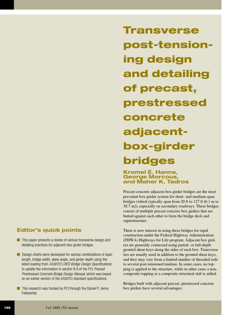Transverse Design for Box Girder Bridges | PDF | Prestressed Concrete ...