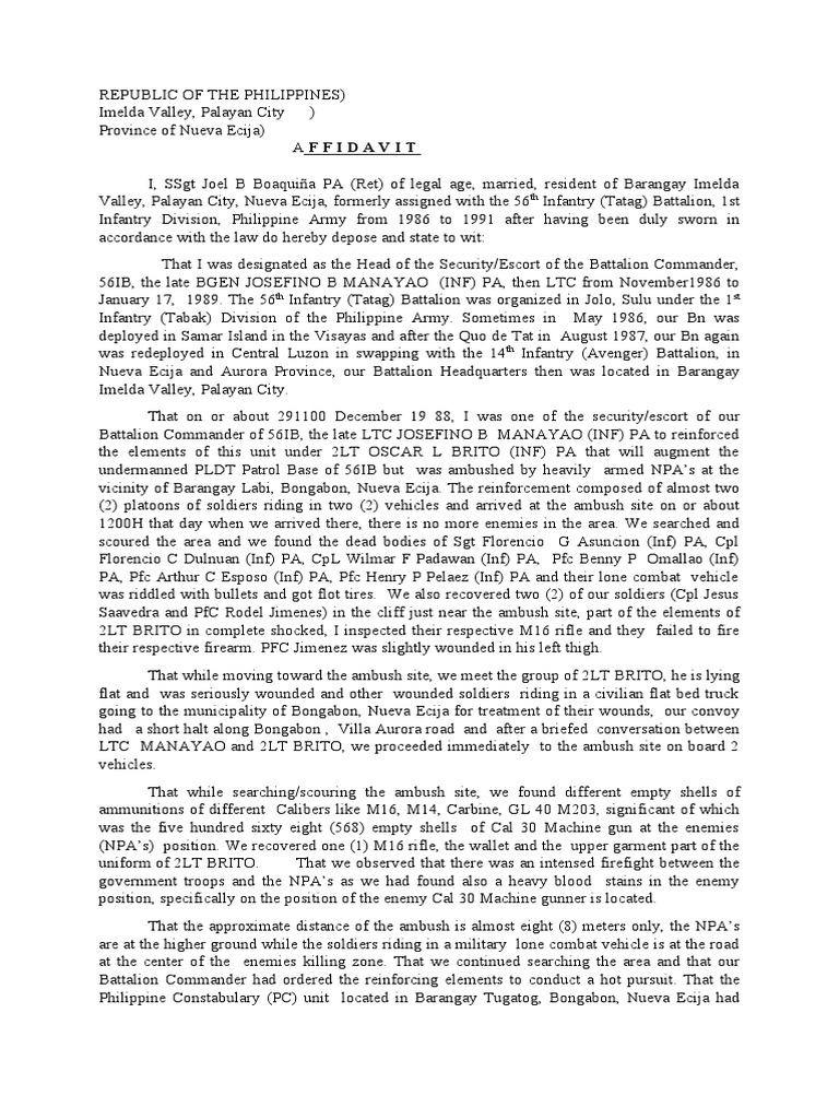 AFFIDAVIT | PDF | Battalion | Infantry