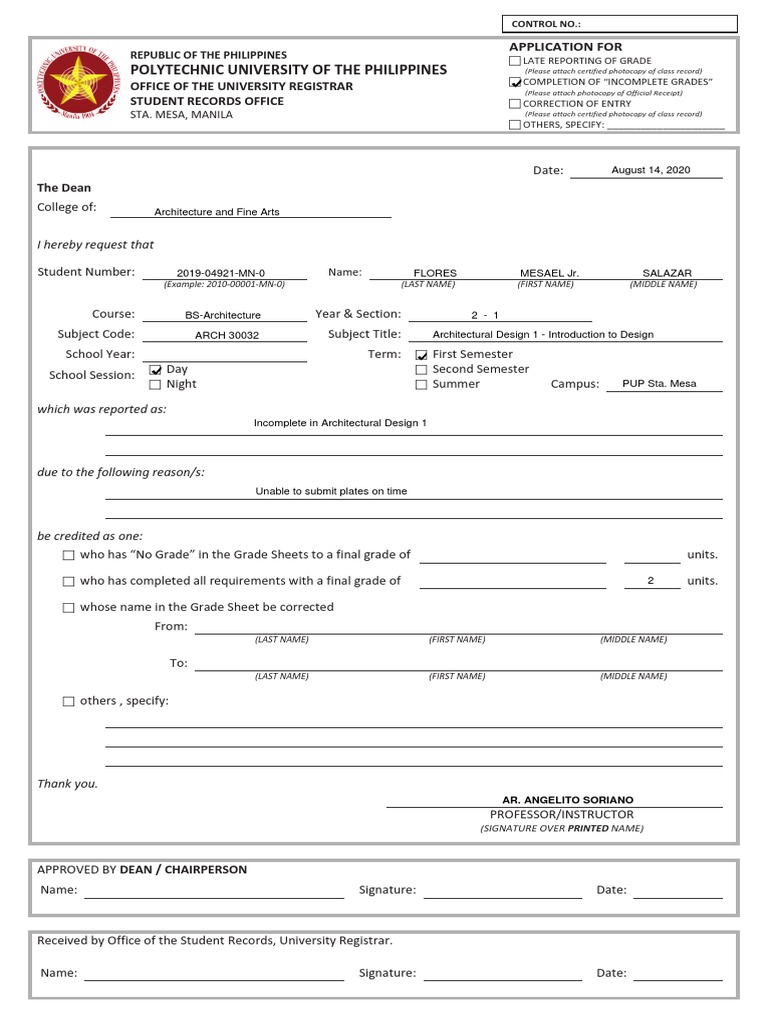 PUPCompletion Form 2011 A | PDF | Learning