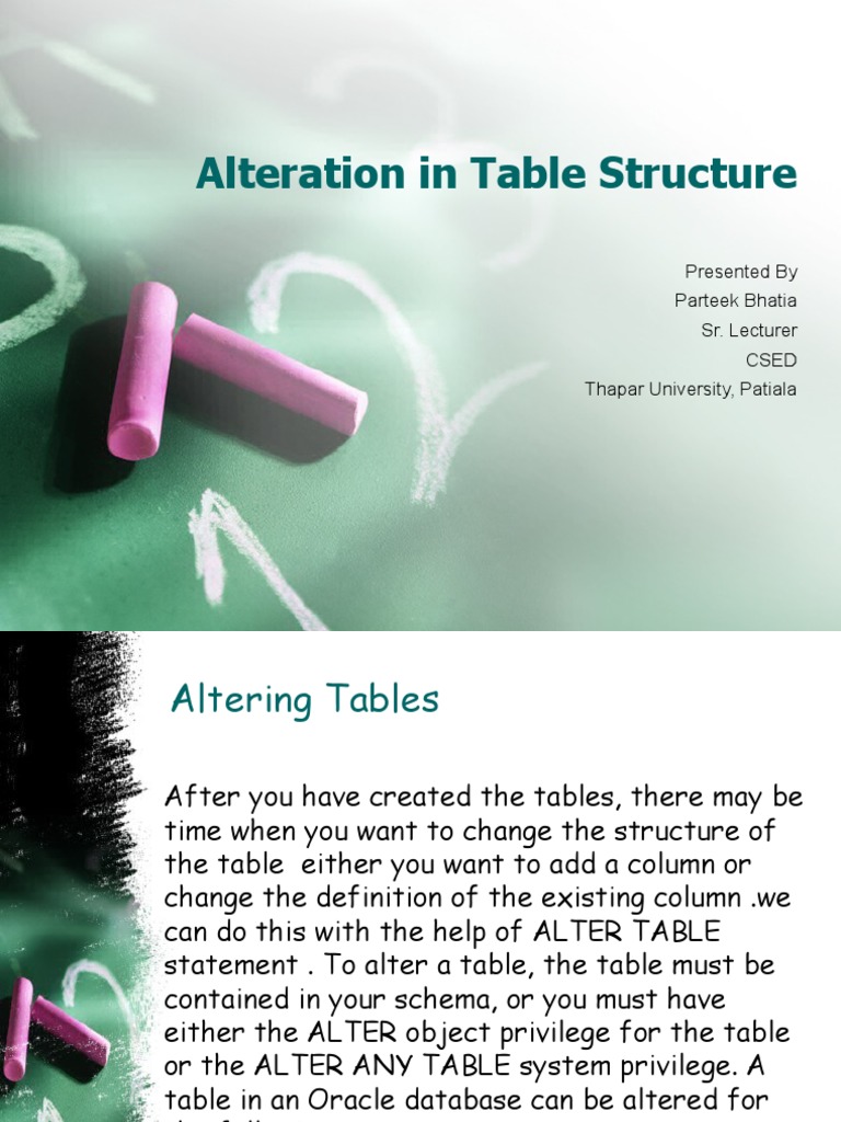 Alteration in Table Structure - Pps | PDF | Table (Database ...