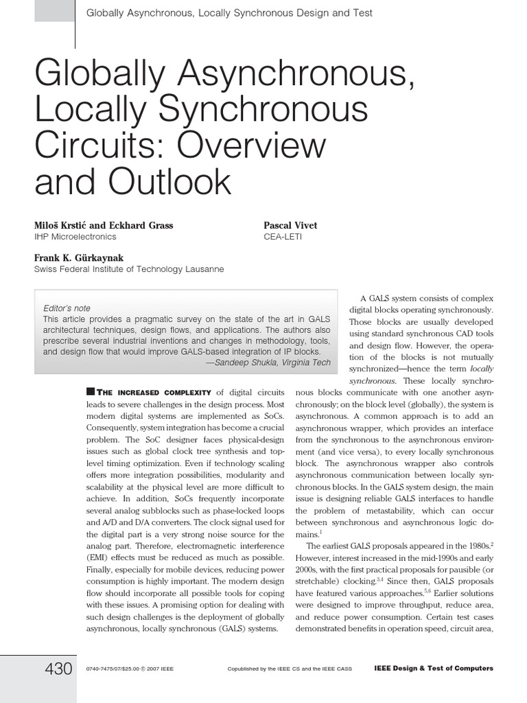 Globally Asynchronous, Locally Synchronous PDF | PDF | System On A Chip | Integrated Circuit