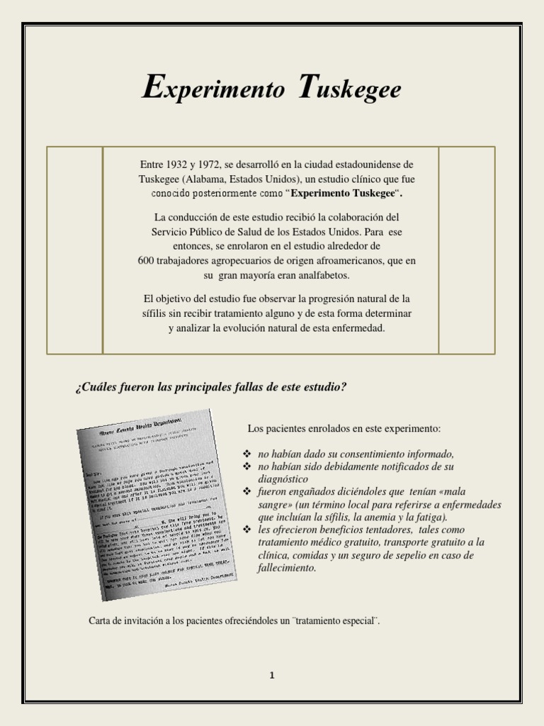 Experimento Tuskegee | PDF | Cuidado de la salud | Medicina CLINICA