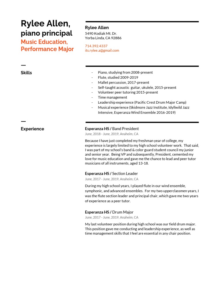 Rylee Allen,: Piano Principal | PDF | Performing Arts | Entertainment ...