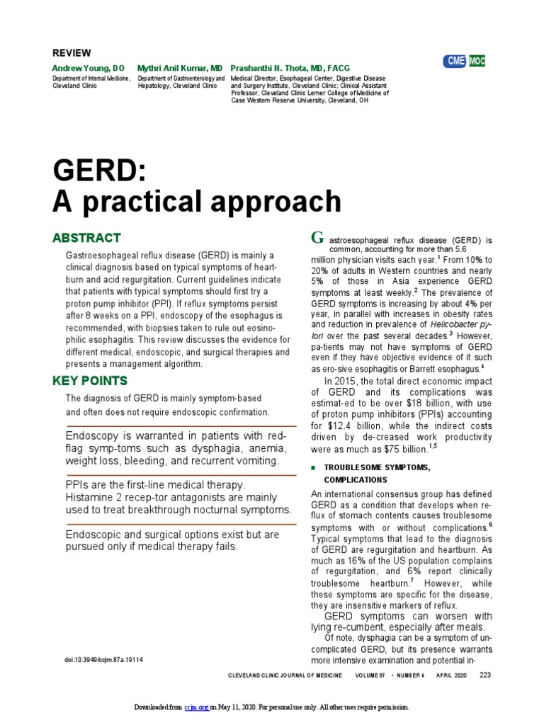 Gerd: A Practical Approach: Review | PDF | Gastroesophageal Reflux ...