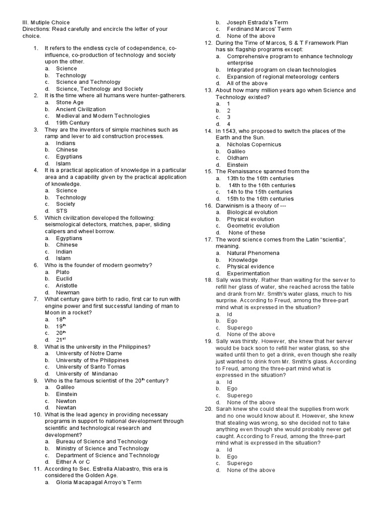 Trinal Exam | PDF | Id | Science