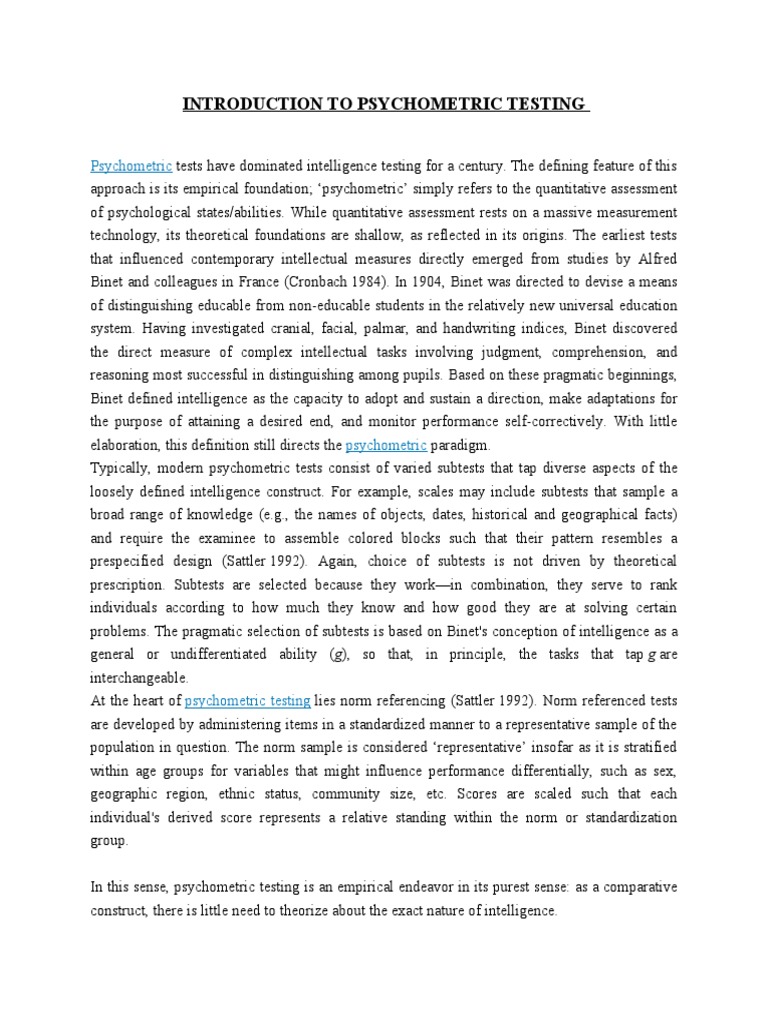 Introduction To Psychometric Testing | PDF | Psychometrics ...