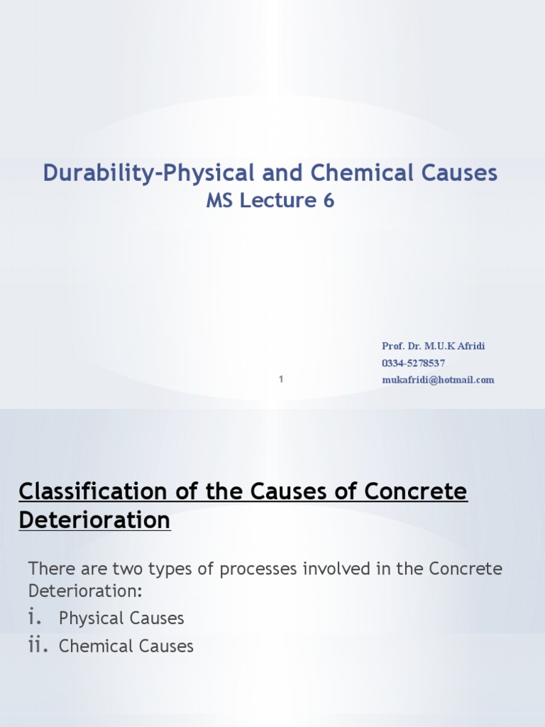 Durability-Physical and Chemical Causes: MS Lecture 6 | PDF | Wear ...