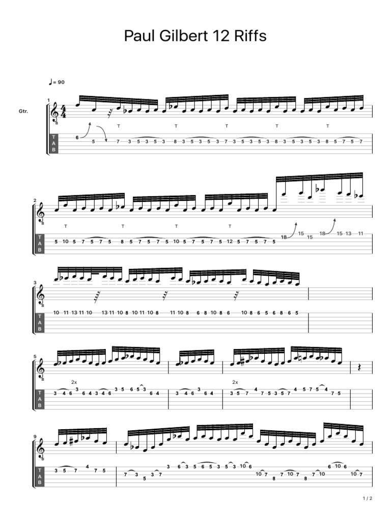 Paul Gilbert 12 Riffs: T T T T T | PDF