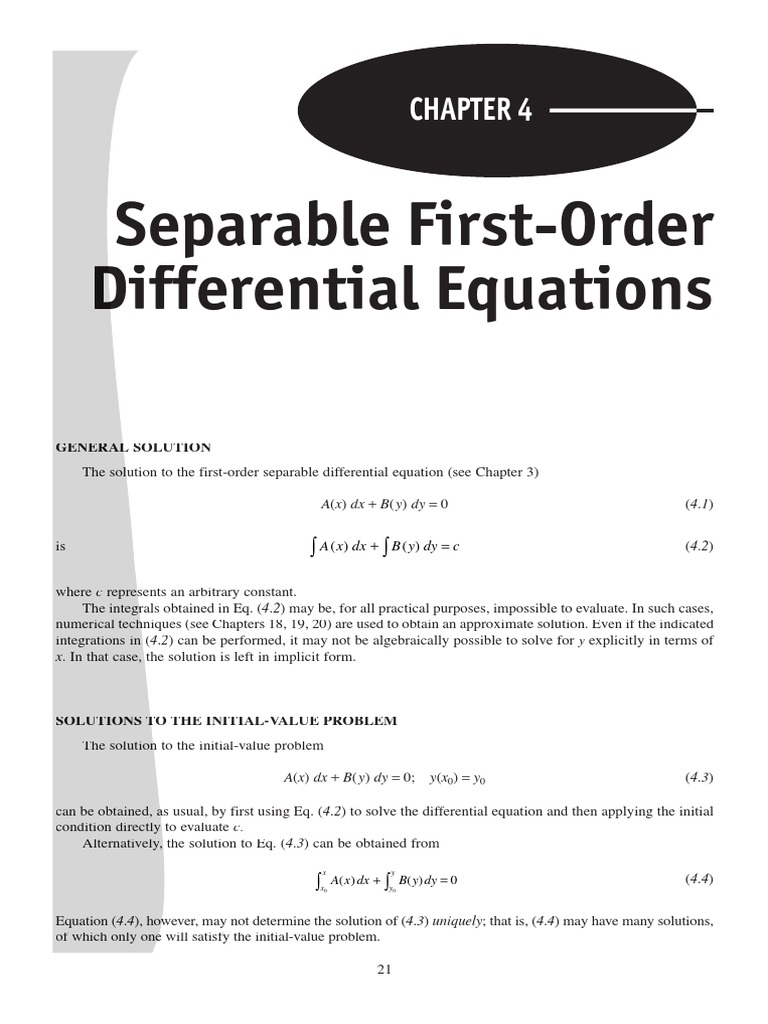 Separable First-Order Differential Equations | PDF | Equations | Ordinary Differential Equation
