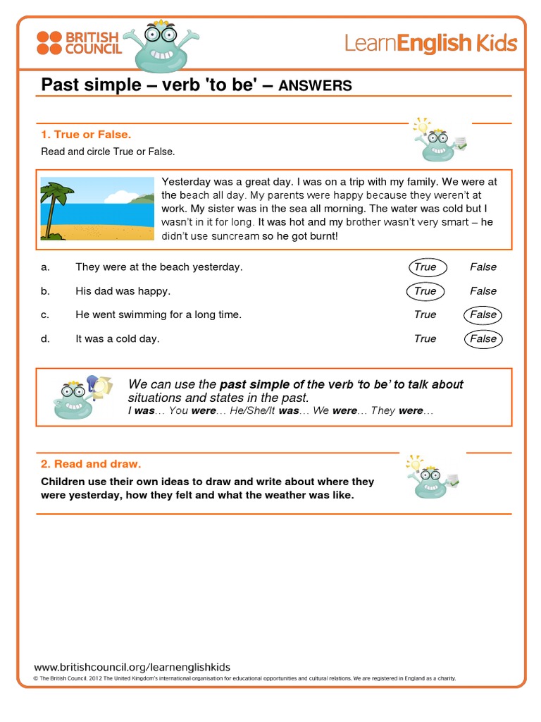 Grammar Games Past Simple Verb To Be Answers | PDF