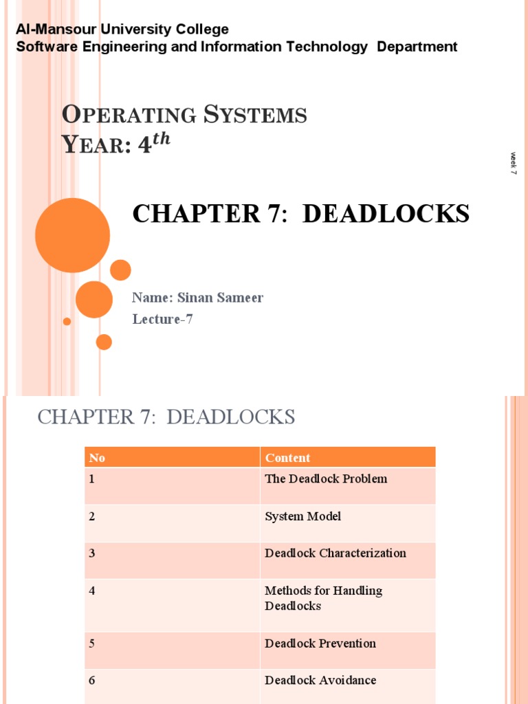 Chapter 7: Deadlocks: Al-Mansour University College Software Engineering and Information ...