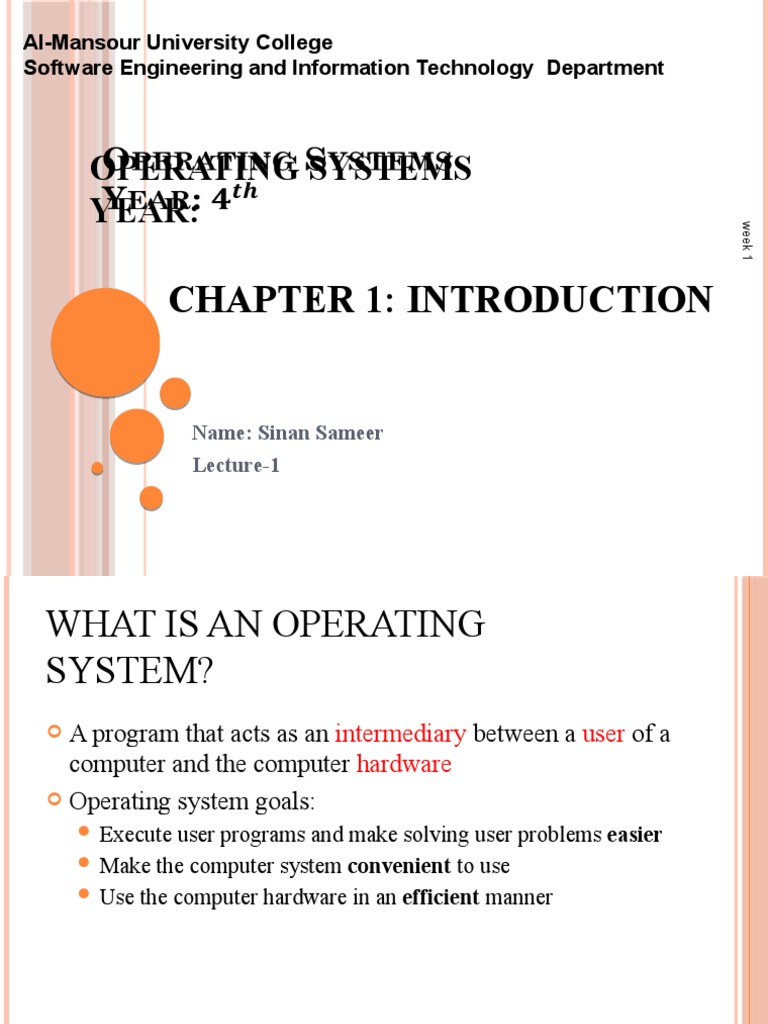 Operating Systems Year:: Chapter 1: Introduction | Download Free PDF | Computer Data Storage ...
