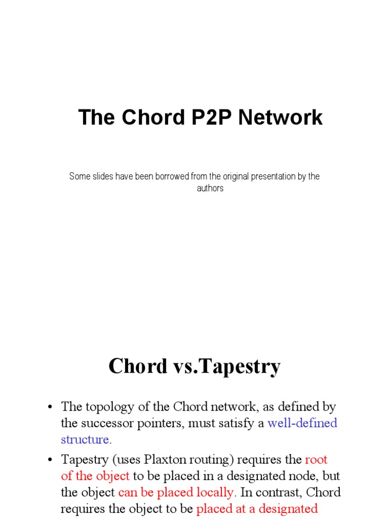 The Chord P2P Network: Some Slides Have Been Borrowed From The Original Presentation by The ...