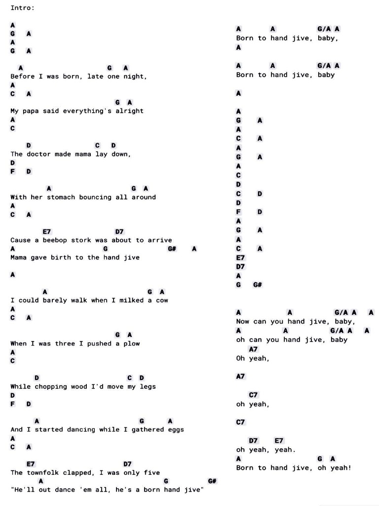 Born To Hand Jive A | PDF