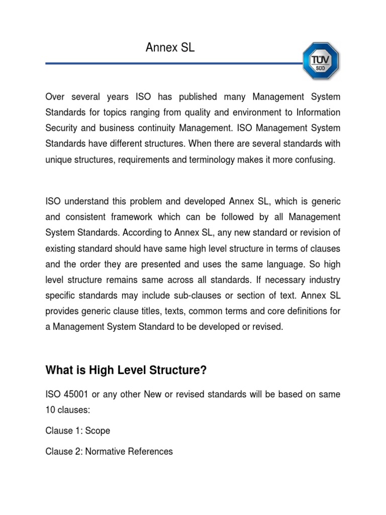 Annex SL: What Is High Level Structure? | PDF | Competence (Human ...
