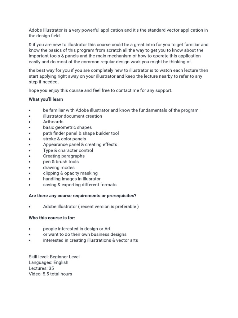Adobe Illustrator Beginners Tutorials | PDF | Adobe Illustrator ...