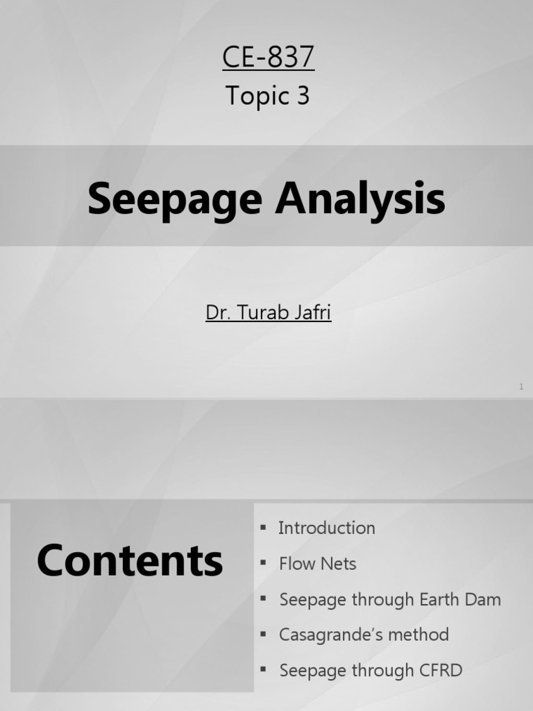 3 - Seepage Analysis | PDF | Soil Mechanics | Dam