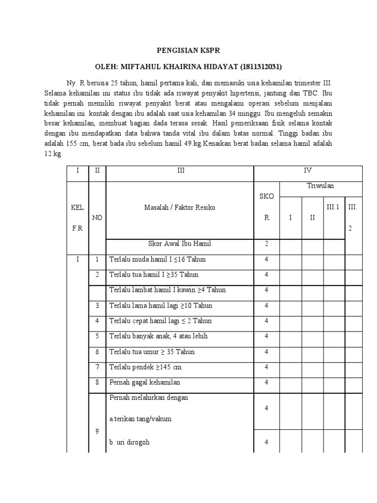 Pengisian KSPR | PDF