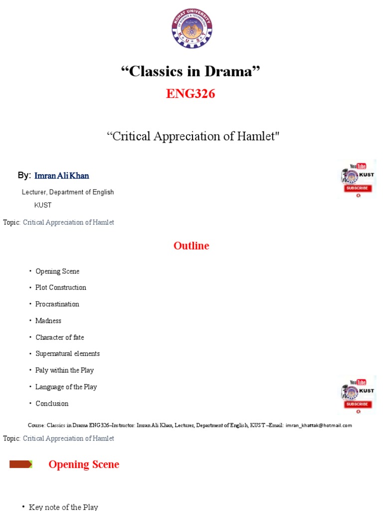 "Classics in Drama": "Critical Appreciation of Hamlet" | PDF | Hamlet