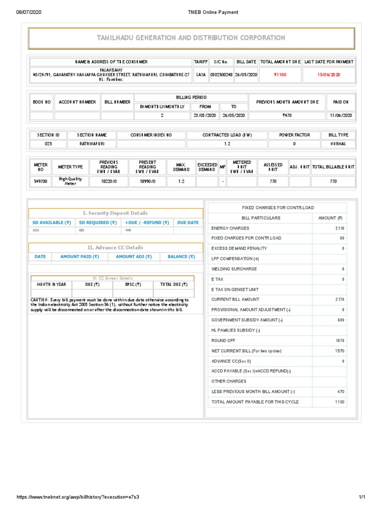 TNEB Online Payment | PDF | Kilowatt Hour | Taxes