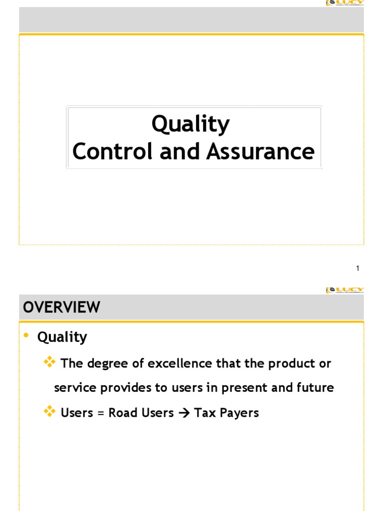 Quality Control and Assurance | PDF | Quality Assurance | Specification ...