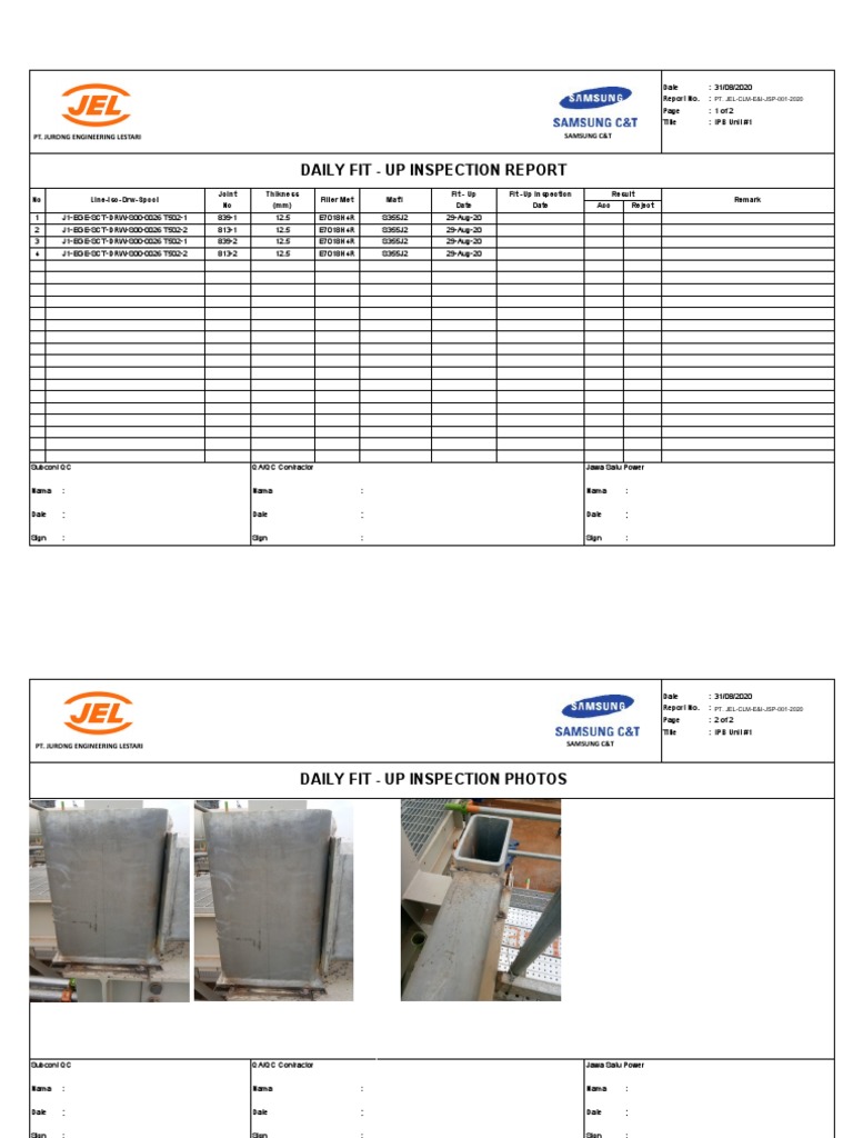 Daily Fit-Up Join IPB Support Unit 1 | PDF