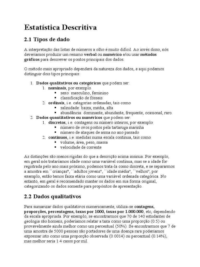 Estatística Descritiva | PDF | Mediana (Estatística) | Histograma