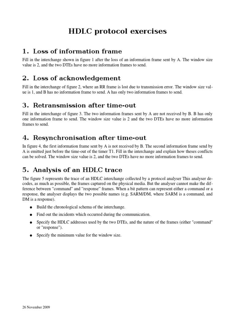HDLC Protocol Exercises: 1. Loss of Information Frame | PDF ...