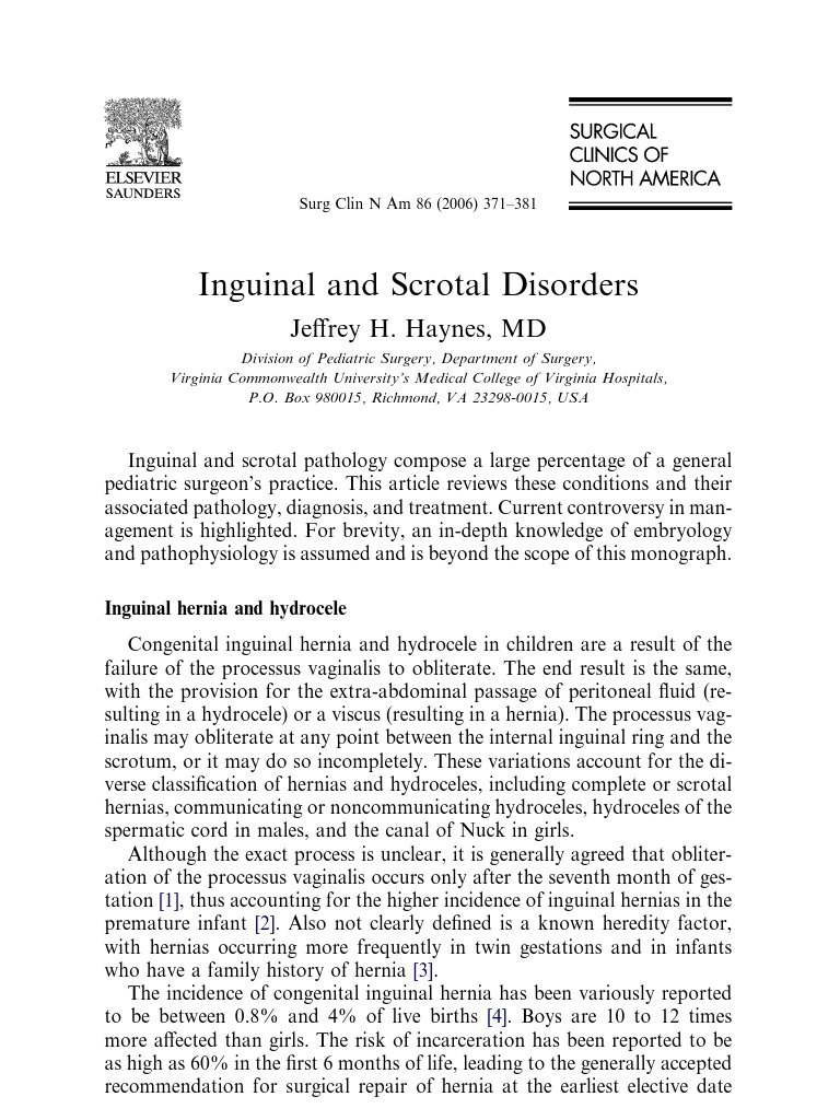 Inguinal and Scrotal Disorders. | PDF | Medicine | Obstetrics/Gynecology