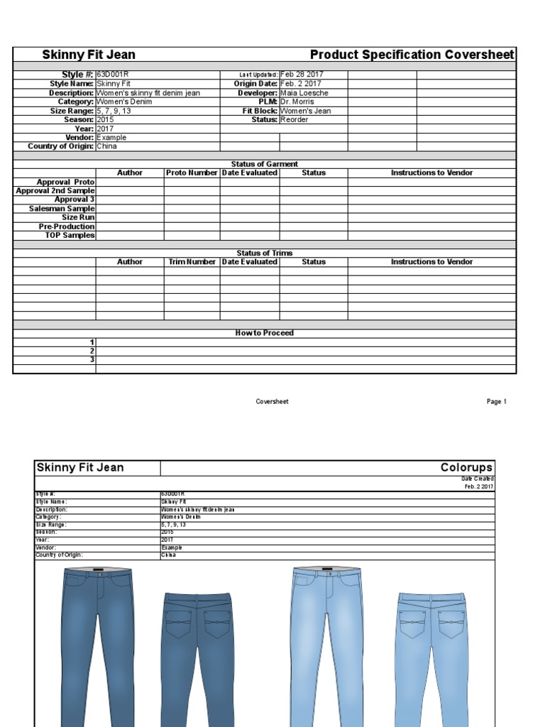 Jean Tech Pack Example | PDF | Seam (Sewing) | Textiles