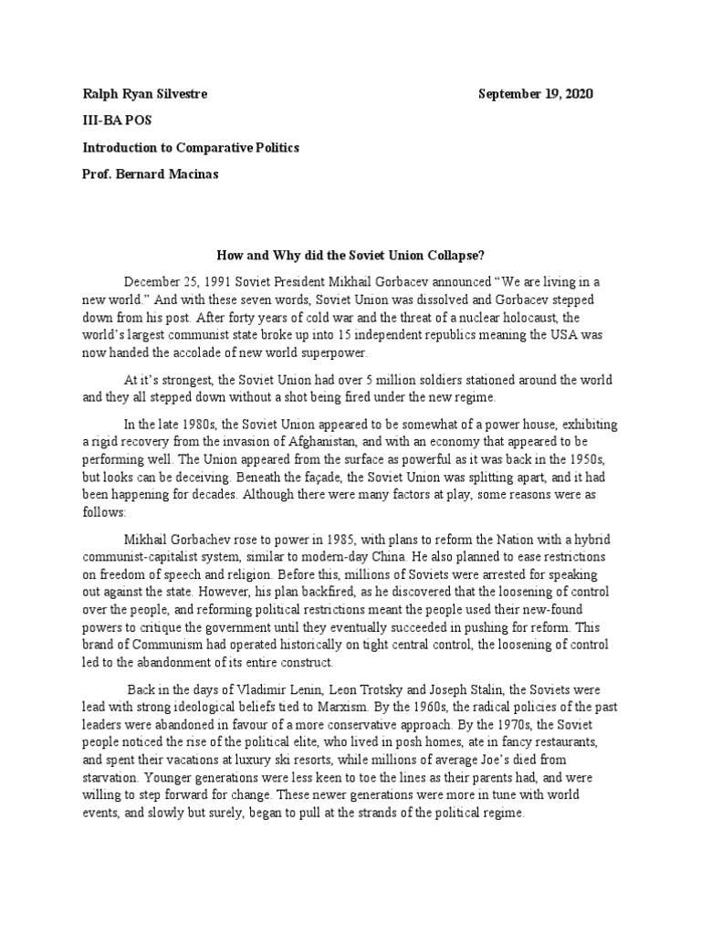 How and Why Did The Soviet Union Collapse | PDF | Mikhail Gorbachev ...