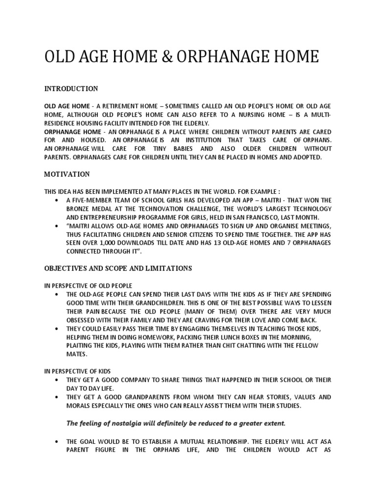 Old Age Home & Orphanage Home: Old Age Home - A Retirement Home ...