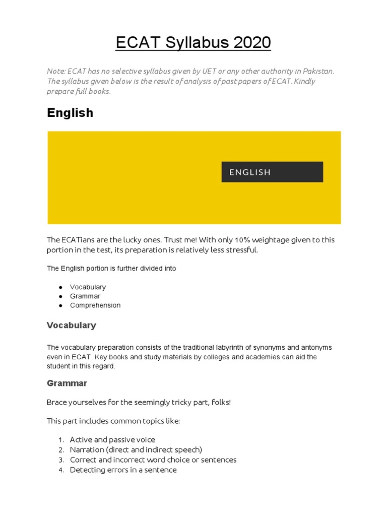 ECAT Syllabus 2020 PDF | PDF | Trigonometric Functions | Chemistry