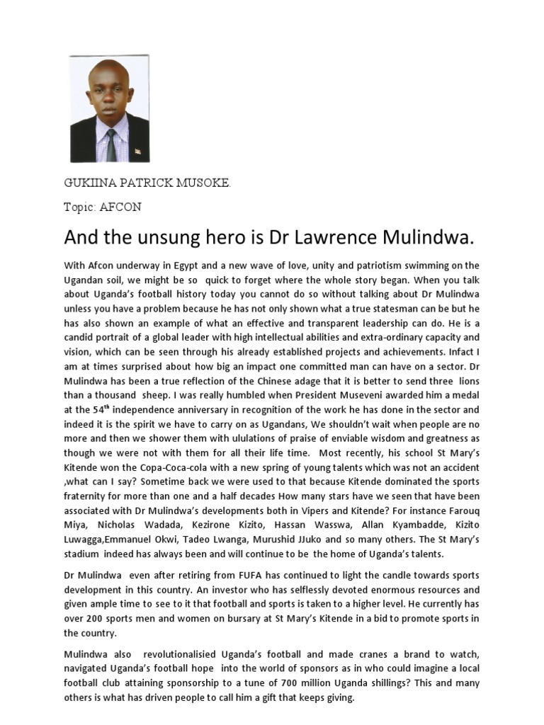 DR Lawrence Mulindwa's 20 Years of Football | PDF