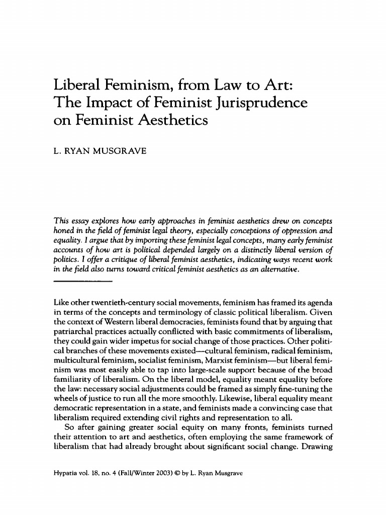 Liberal Feminism, From Law To Art: The Impact Feminist Jurisprudence On ...