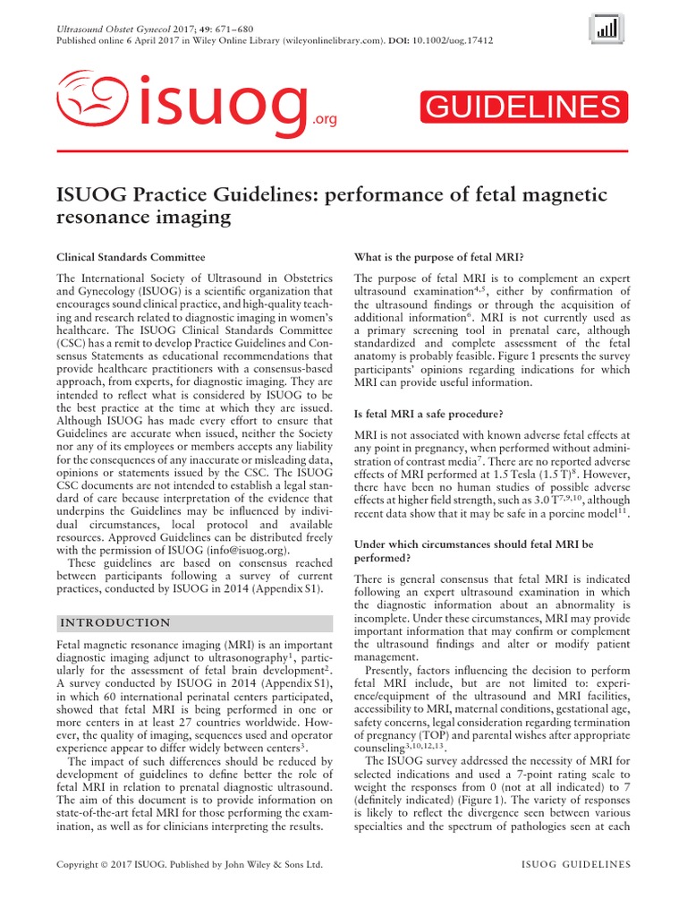 Isuog: Guidelines | PDF | Magnetic Resonance Imaging | Medical Imaging
