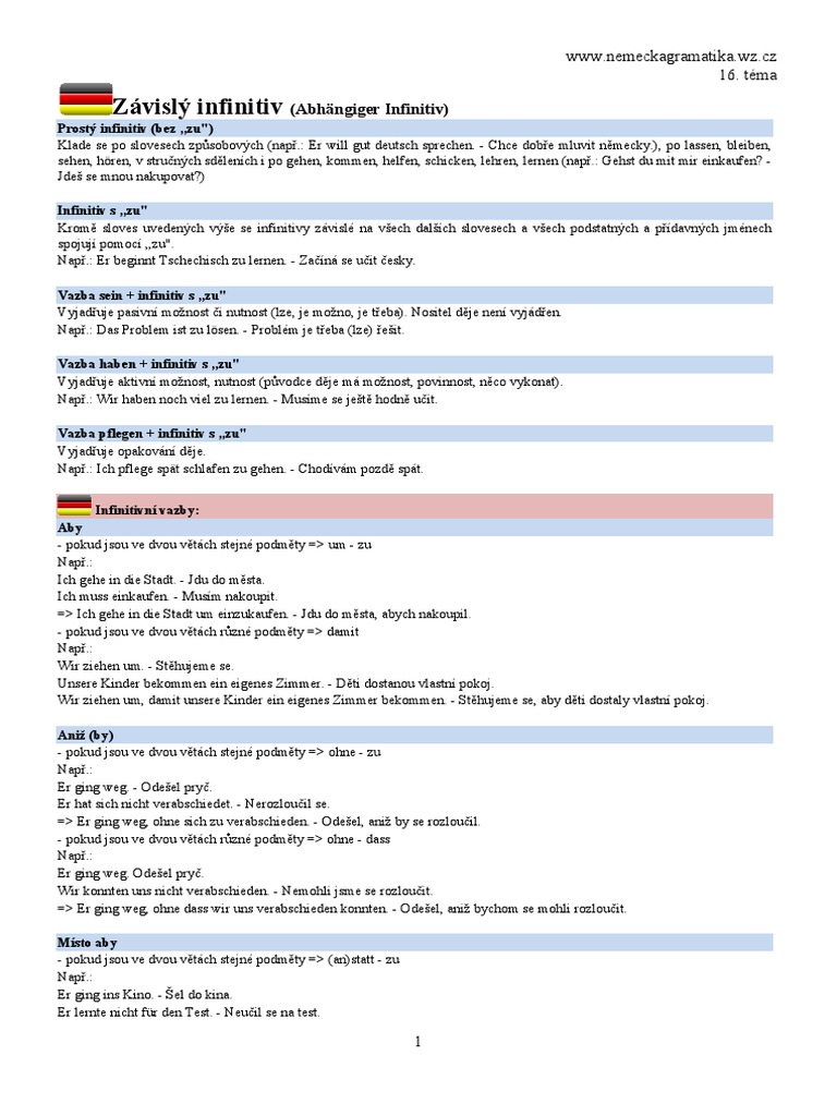 16 - Zavisly Infinitiv | PDF