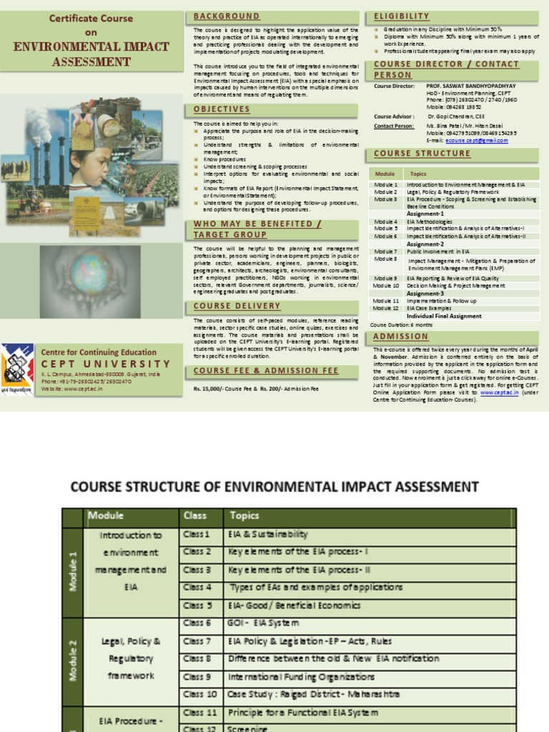 Environmental Impact Assessment: Certificate Course On | PDF ...