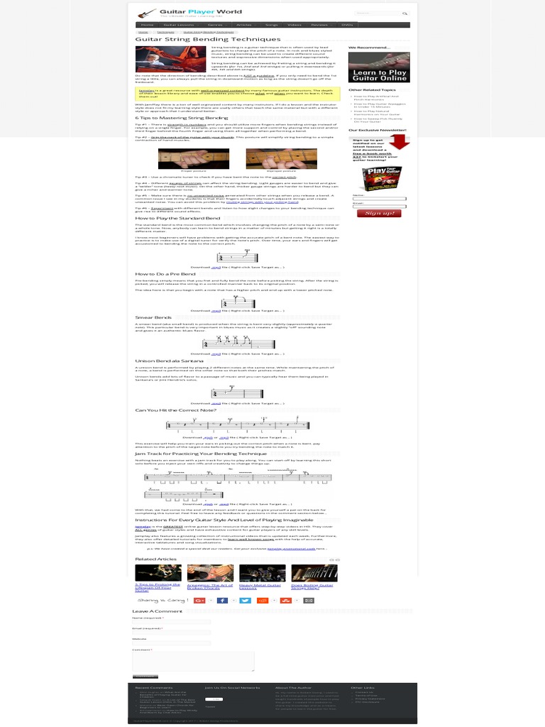Guitar String Bending Techniques Lesson PDF | PDF | Guitars | String Instruments
