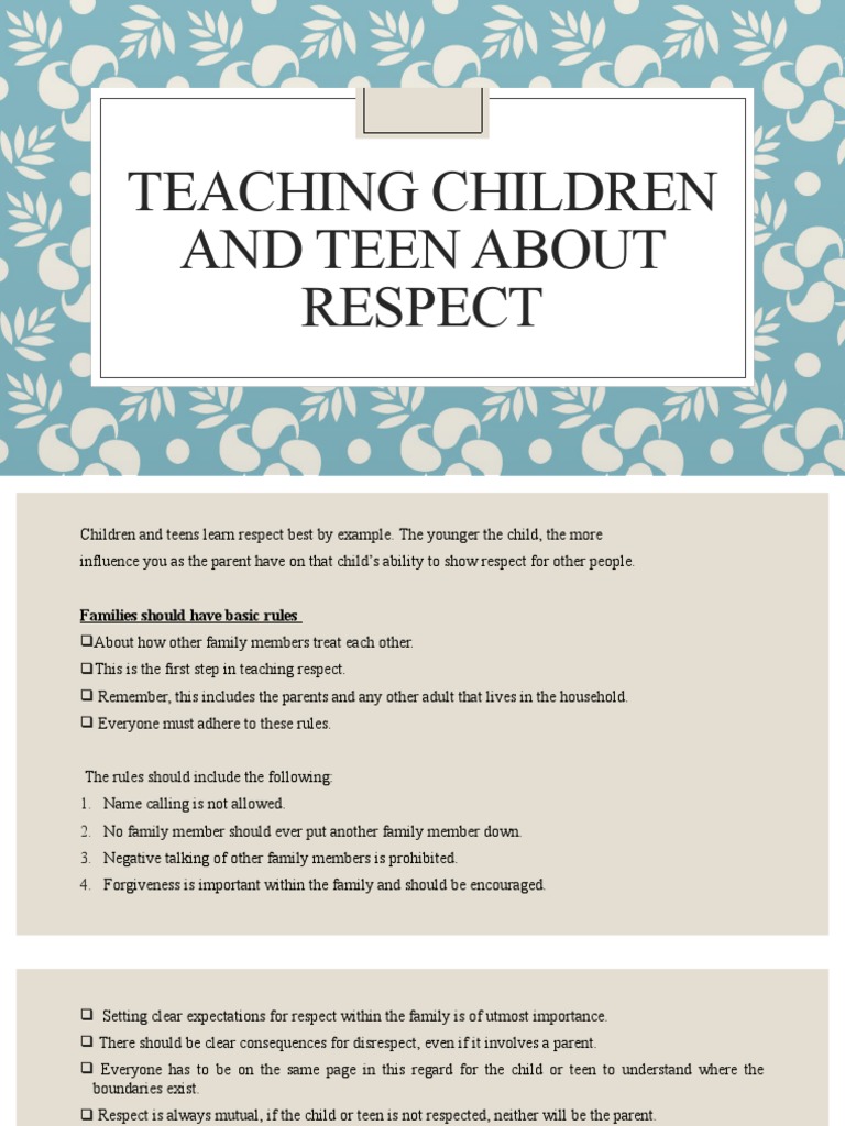 Teaching Children and Teen About Respect | PDF | Adolescence | Self Esteem