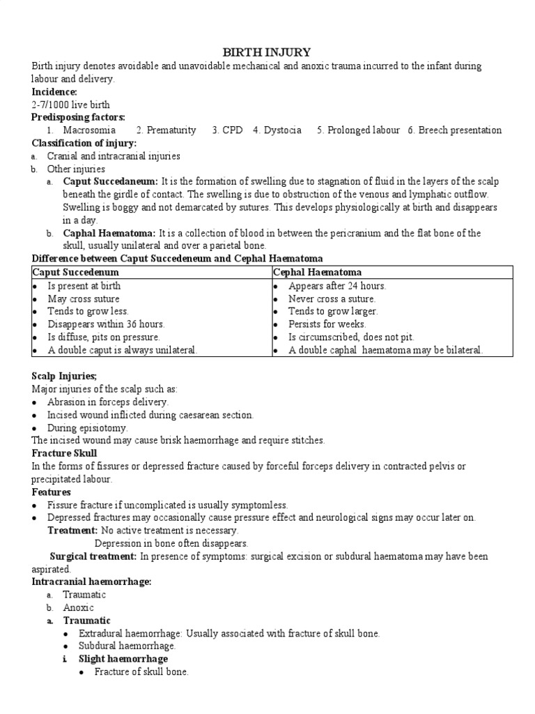Birth Injury: Caput Succedaneum Overview | PDF | Health Sciences ...