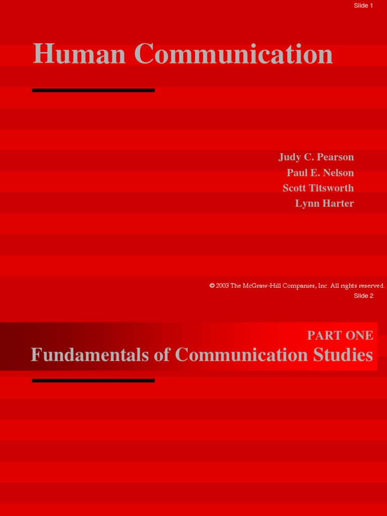 Human Communication: Judy C. Pearson Paul E. Nelson Scott Titsworth Lynn Harter | PDF | Mental ...