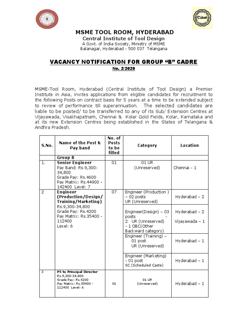 Msme Tool Room, Hyderabad: Central Institute of Tool Design | PDF ...