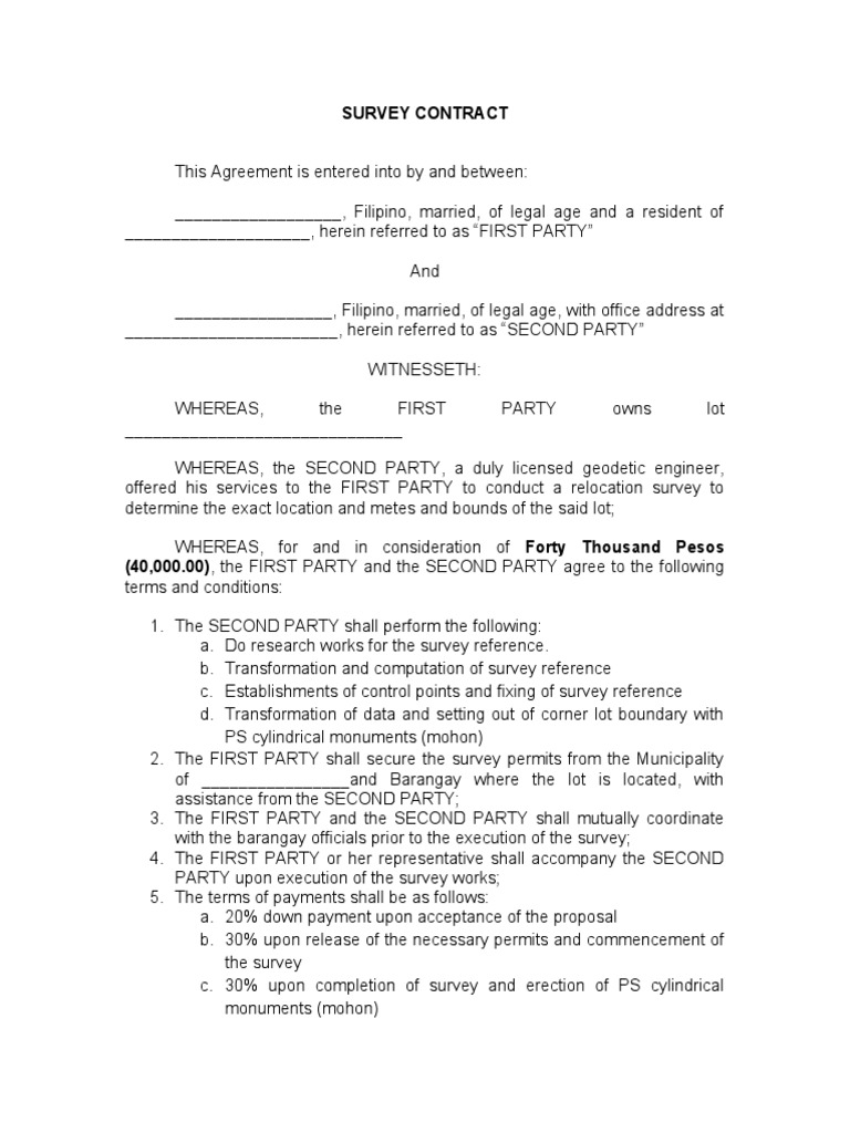 CONTRACT AGREEMENT Sample | PDF | Surveying | Government