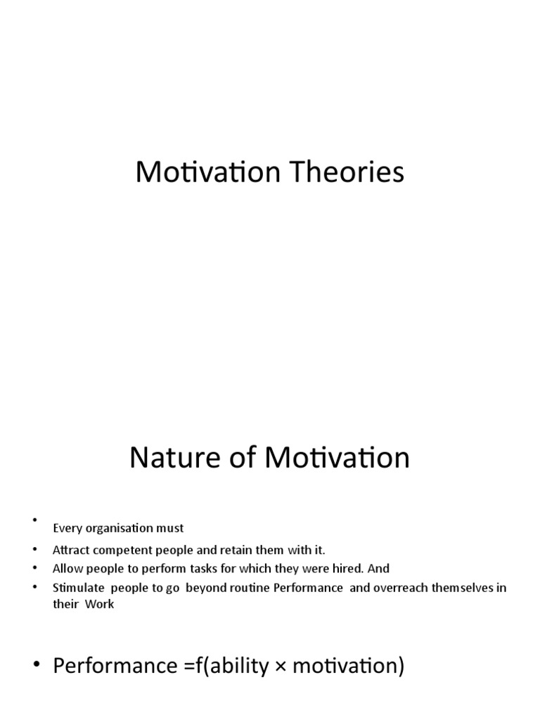 Overview of Motivation Theories | PDF | Experimental Psychology ...