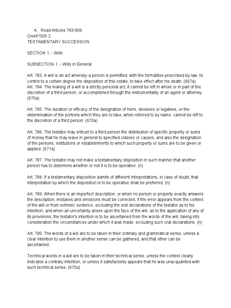 Testamentary Succession | PDF | Will And Testament | Intestacy